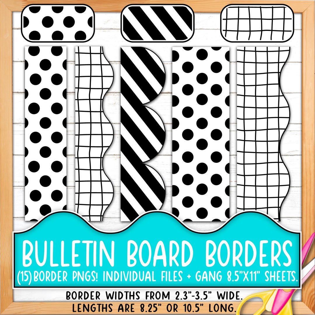 Borders for Bulletin Boards | Print & Cut, Seamless | Black, White, Ink ...