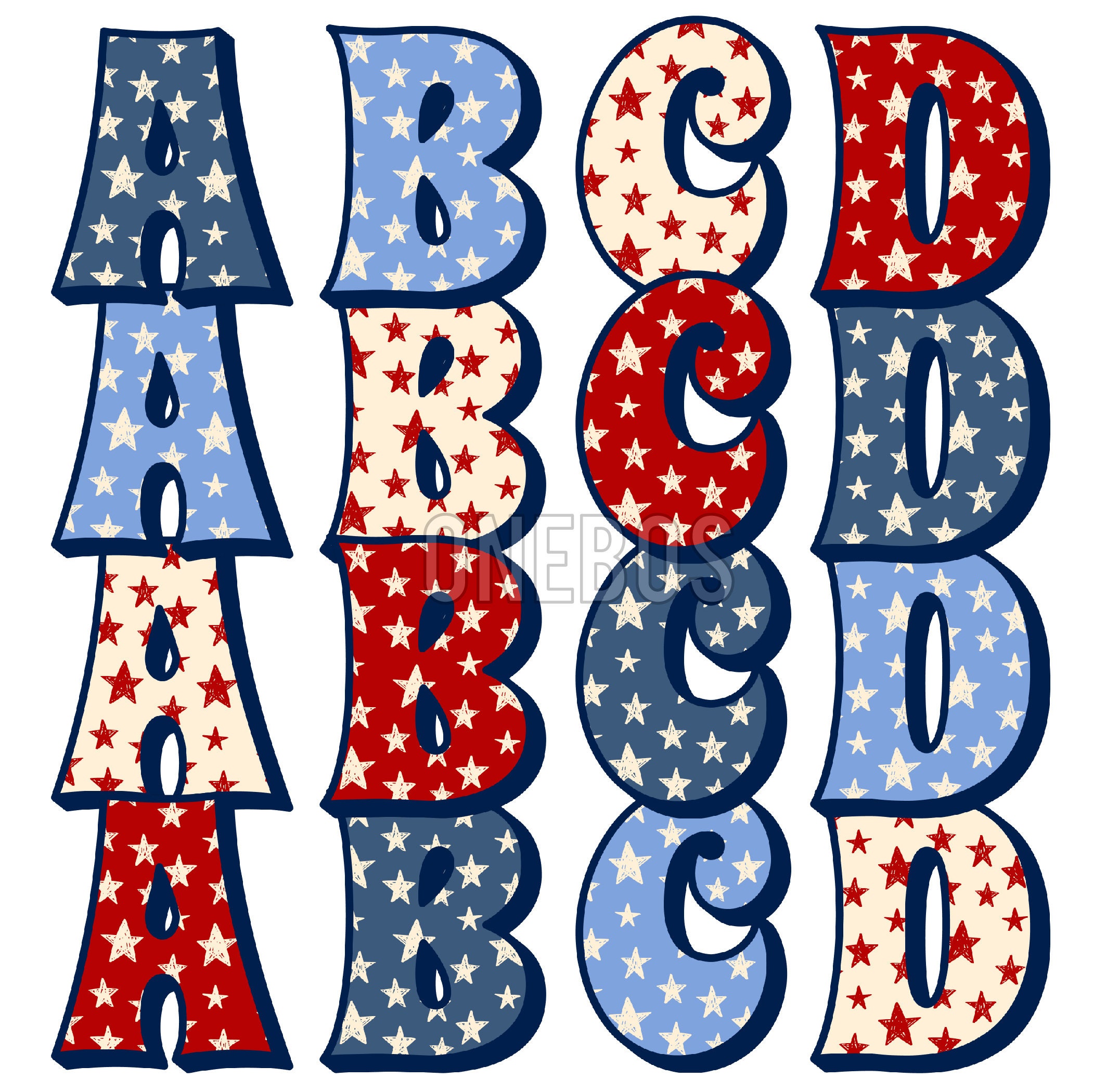 Star Spangled Retro Alphabets Rockstar Boho Letters Bundle - Etsy