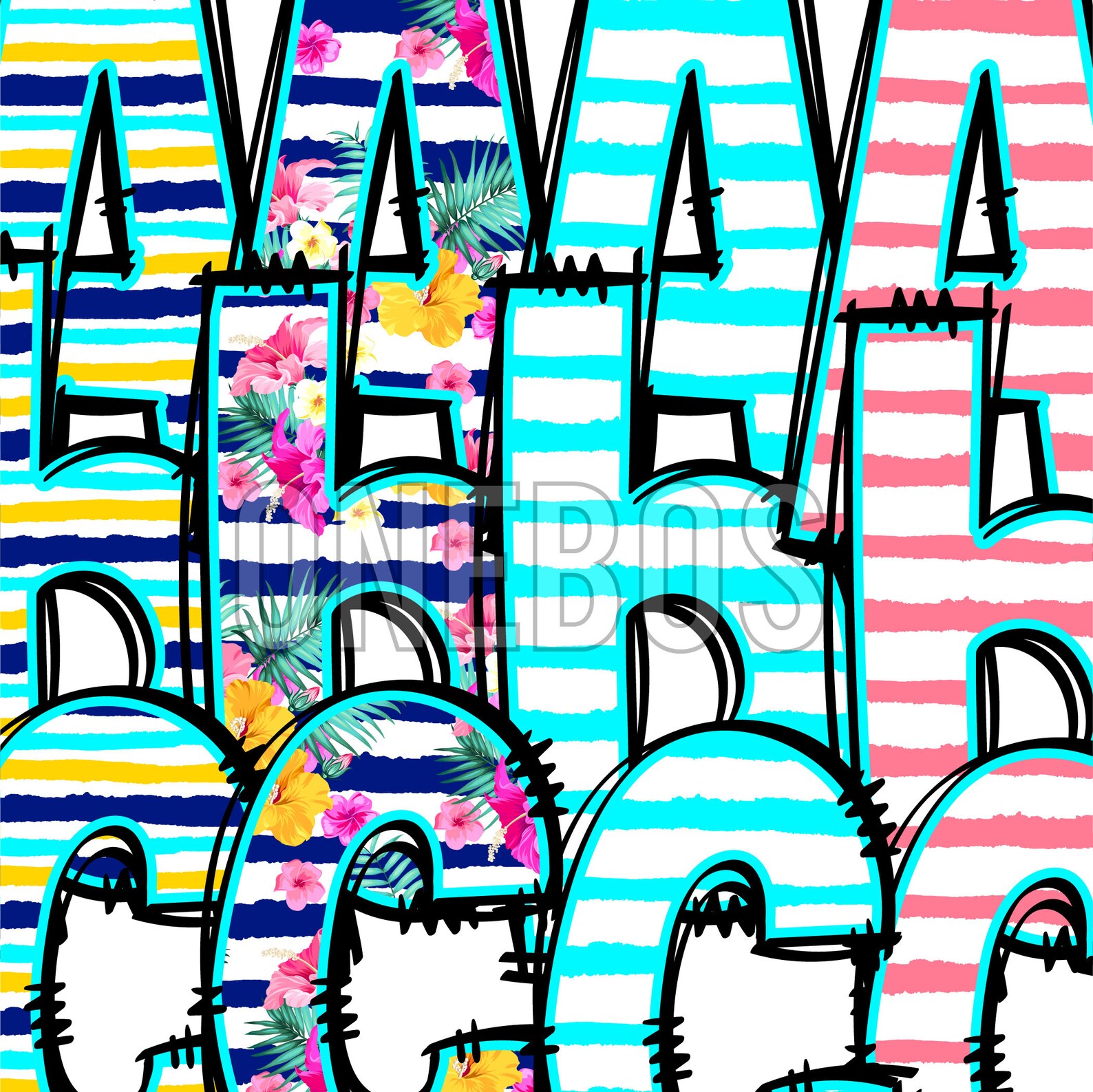 Boho Tropical Alphabet Bundle PNG Sublimation Beach Nautical - Etsy