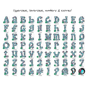 Valentines Alphabet Doodle Bundle PNG, 10 Full Sets, Funky 4.0 Hand ...