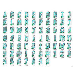 10 PNG Bundle Alphabet, Doodle Sets With Floral & Polka Dots Mix Match ...