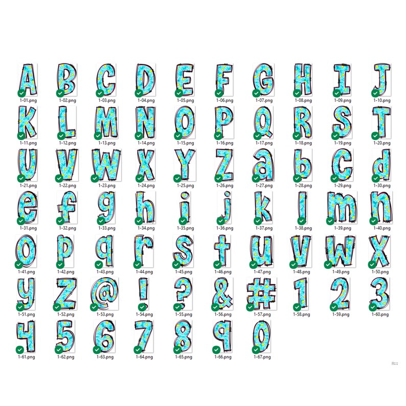 10 PNG Bundle Alphabet Doodle Sets With Floral & Polka Dots - Etsy