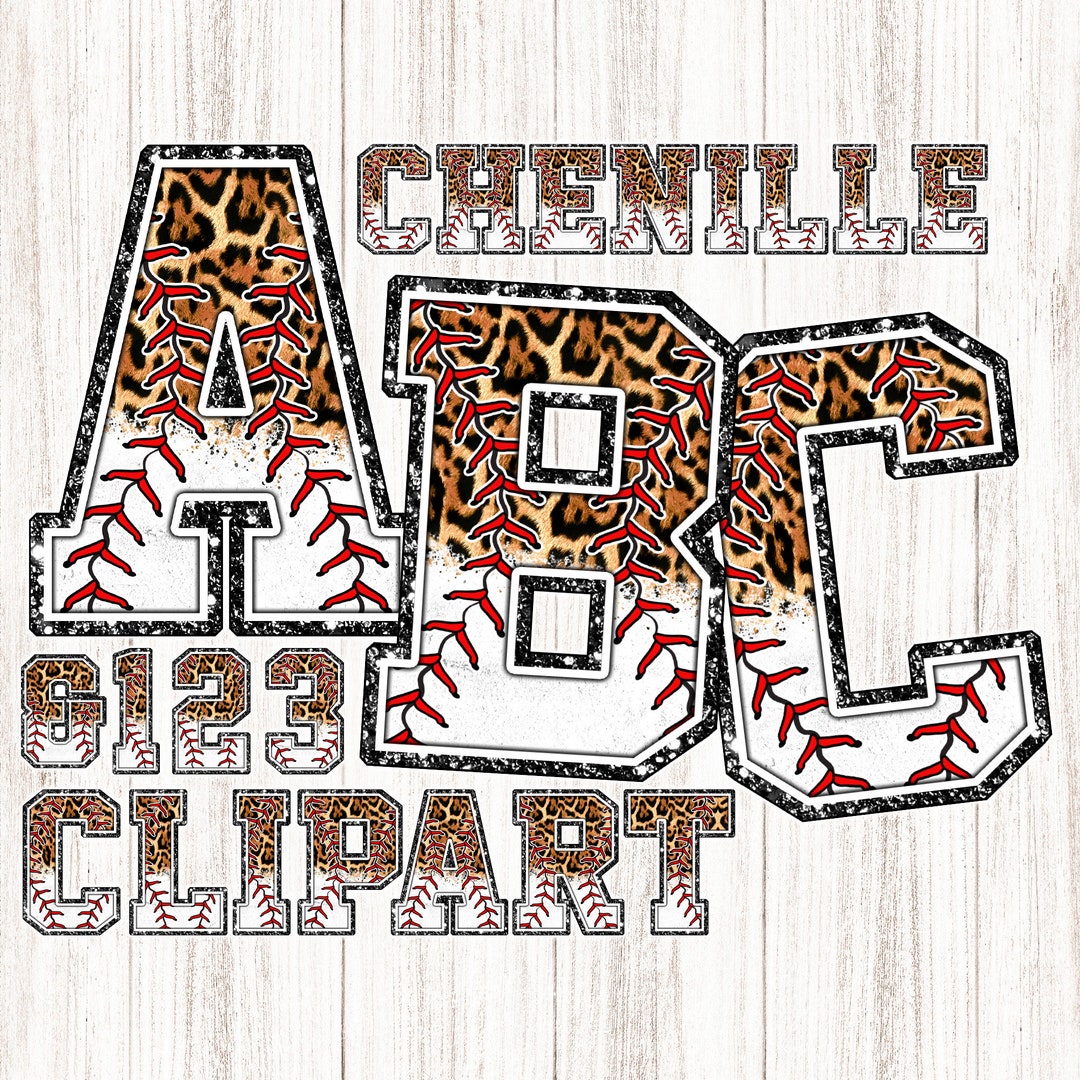 Baseball Letters PNG With Leopard and Ball Stitching Background Pattern ...