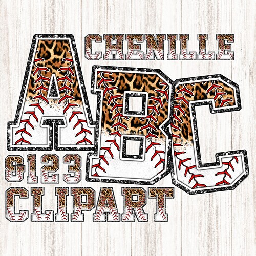 Softball Letters PNG With Leopard and Ball Stitching - Etsy