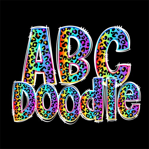 Rainbow Leopard Alphabet Doodle Letters Leopard Cheetah - Etsy