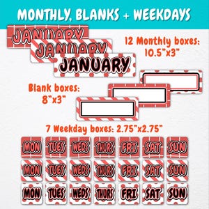 Wall Calendar Pocket Chart for Teachers Grid, Diagonal Stripes, Polka ...