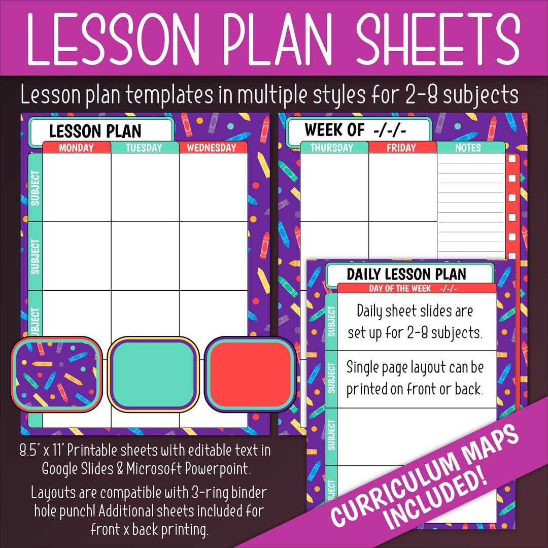 Lesson Plan Sheets & Curriculum Maps (editable) | Teacher Planner ...
