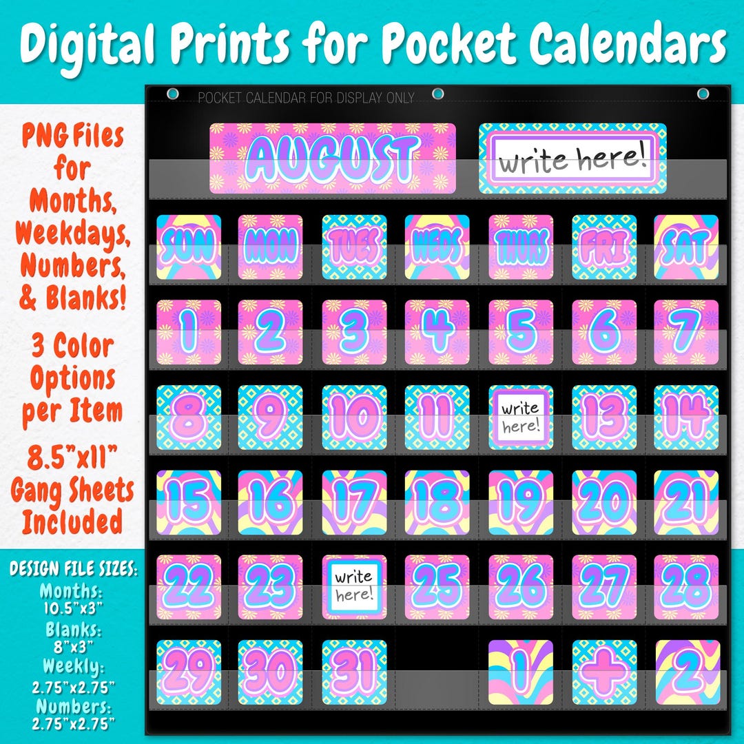 Wall Calendar - Pocket Chart for Teachers | Floral, Diamond, Checker ...