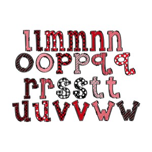 Doodle Red Black PNG Alphabet Bundle, Double Sets of Uppercase ...