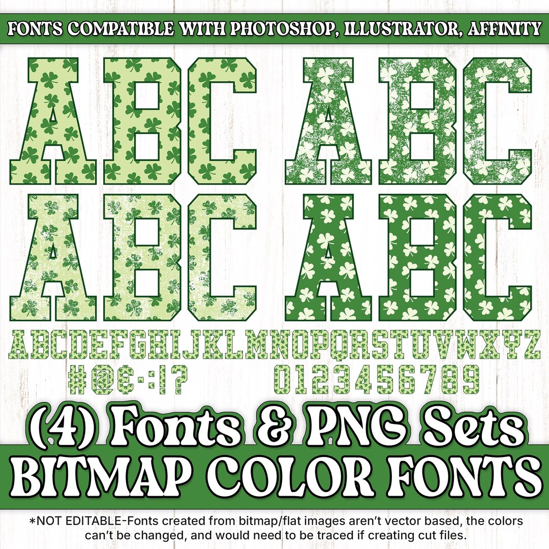 Color Fonts Download Pack | Lucky, Shamrock Clover Alphabets for Saint ...