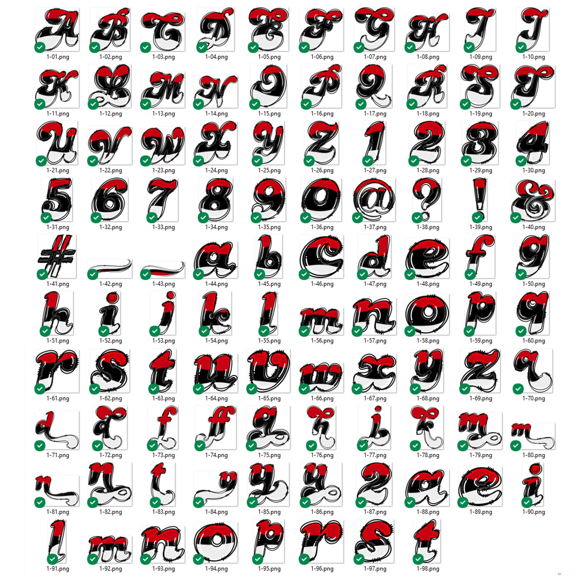 Doodle Retro Alphabet - Cute Wavy Stripes, Red Black White Pattern Fill ...