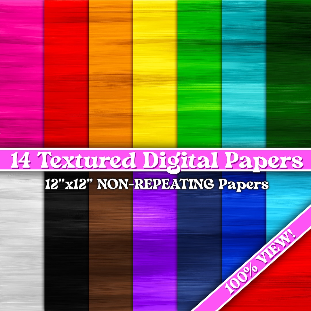 Digital Paper Pack, Set of 14, 12x12 Pngs, Hand Drawn Grunge Painted ...