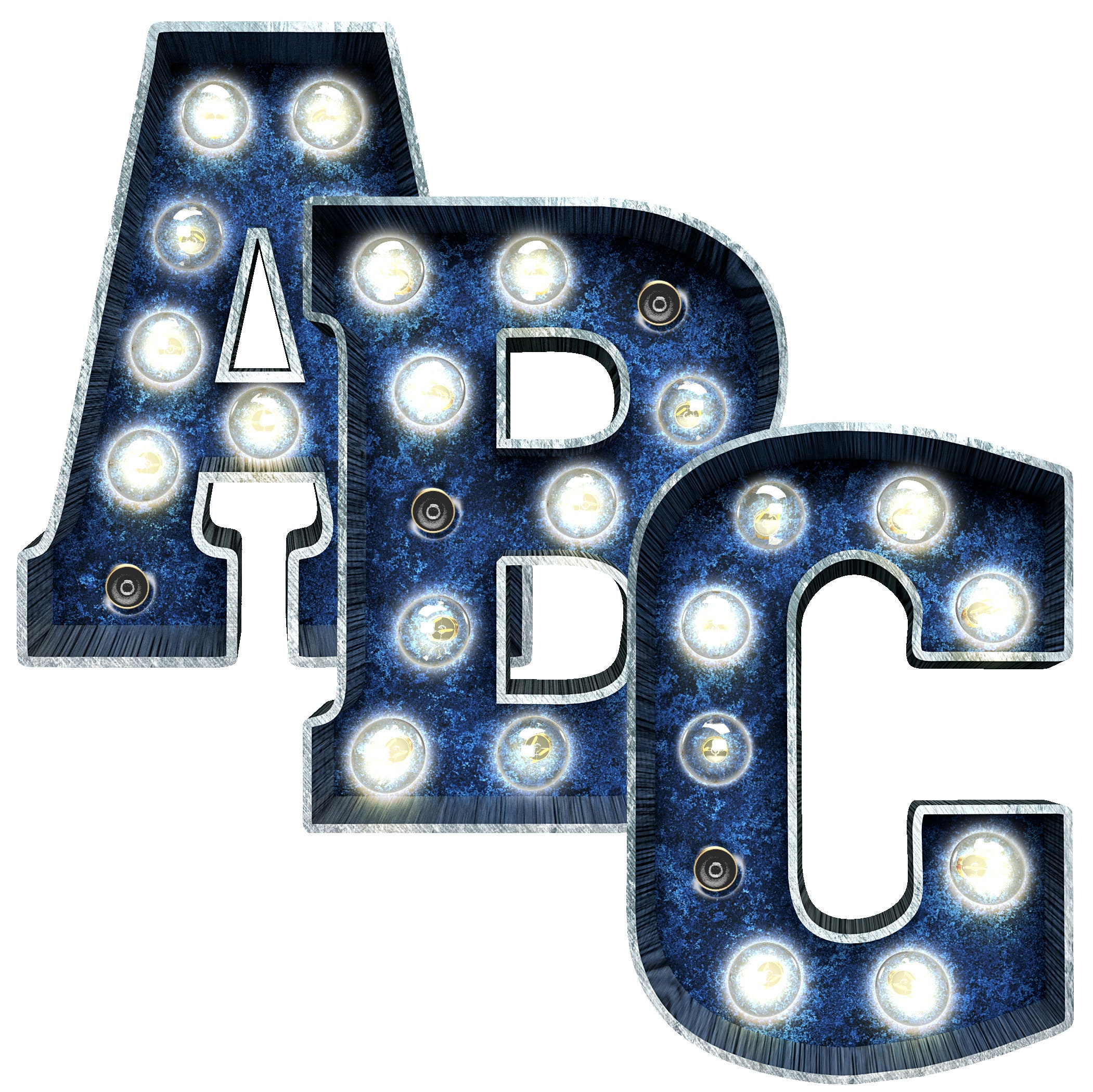 Navy Blue Alphabet, Marquee VS2.0 Letters & Numbers | PNG Image Graphic ...