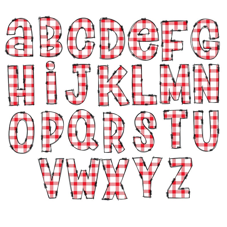 Digital Download Doodle Letters Red Checkered 1 Pattern Fill - Etsy