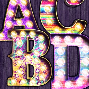 Funky Chic Alphabet PNG, Digital Download Marquee Letters, Numbers ...
