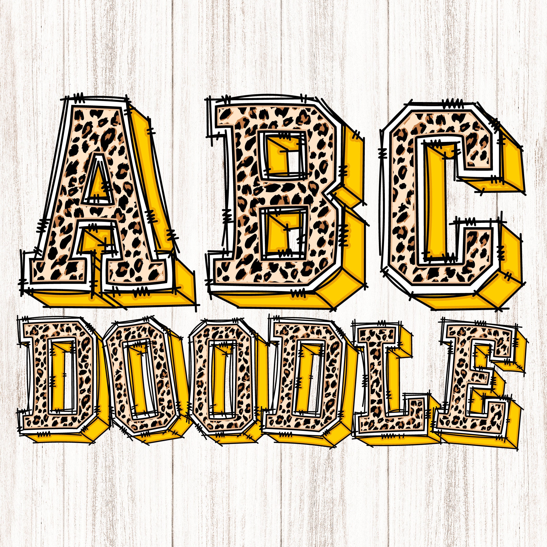 Leopard Doodle Alphabet, Clipart, Chenille College Sports Block Letters ...