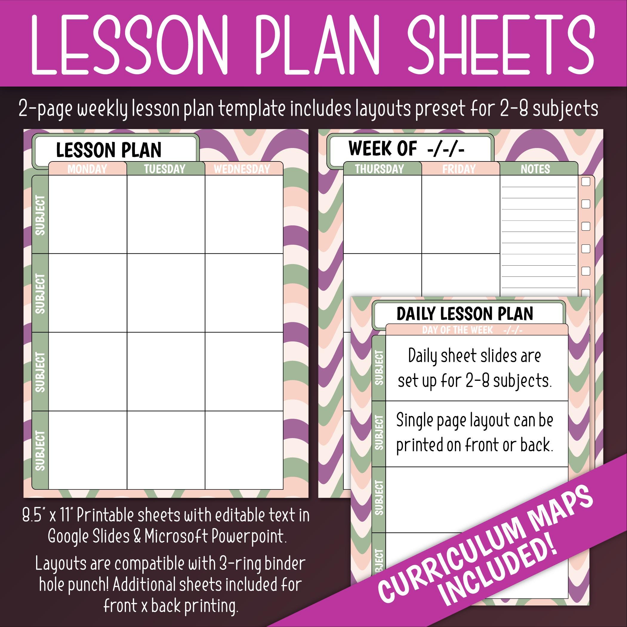 Lesson Plan Sheets & Curriculum Maps (editable) | Floral, Diamonds ...
