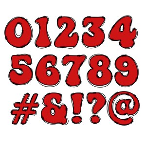 Digital Download | Doodle Retro AG - Red Vintage | Hand Drawn Alphabet ...