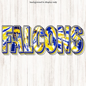 Falcons Mascot Digital Download PNG, Tie-dye Yellow White & Blue ...