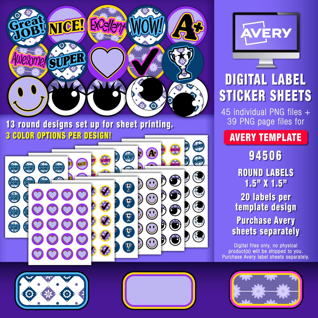 Sticker Pack Individual Digital Stickers & Avery Sheet - Etsy