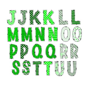 Alphabet Doodle Clipart, Sketchy Doodle Fun School Green & White Hand ...