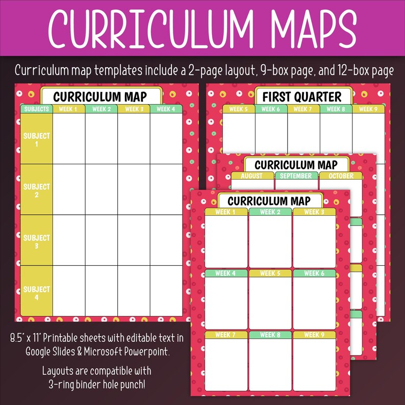 Lesson Plan Sheets & Curriculum Maps (editable) | Boho, Circles, Dots ...