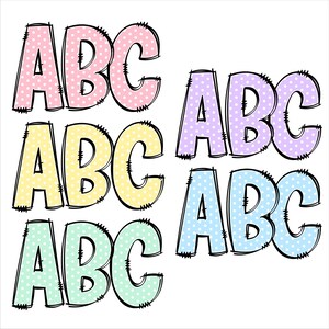 Pastel Doodle Alphabet Bundle, 24 PNG Full Alphabet Sets, Uppercase ...