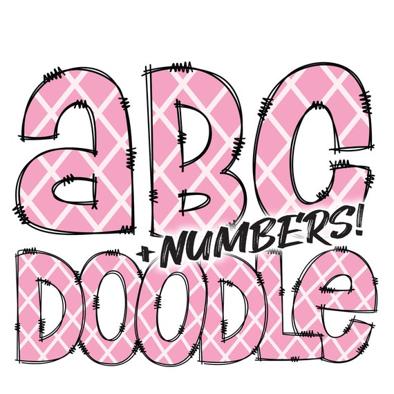 Digital Download Doodle Letters Pink Checkered 1 Pattern - Etsy