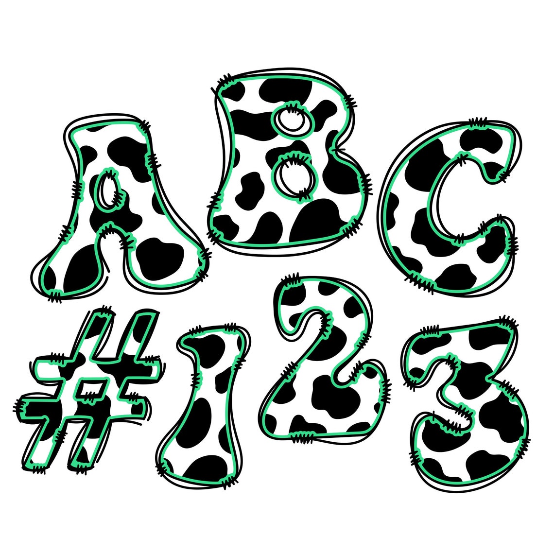 Digital Download | Doodle Retro AG - Cow Print Vintage | Hand Drawn ...