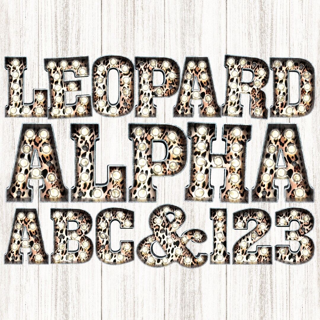 Leopard Marquee Alphabet, Digital Download Clipart, Letters & Numbers ...