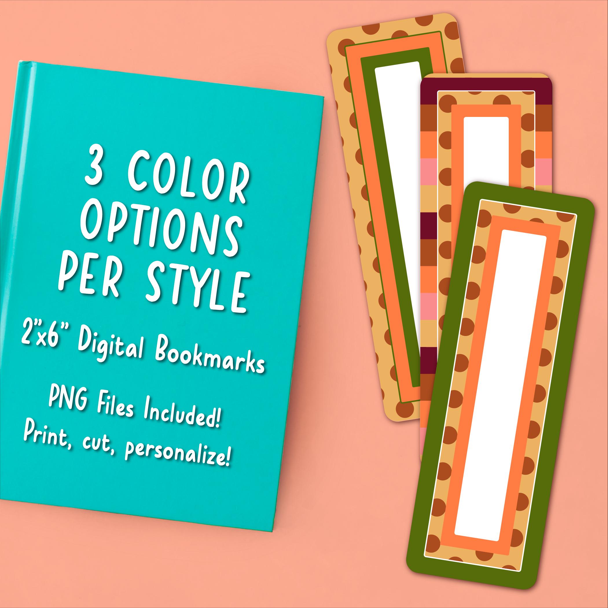 Digital Bookmarks (printable), Clipart Bundle Set of 12 | Lined & Blank ...