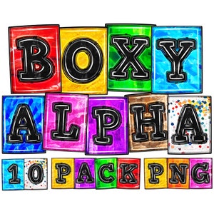 10 Color Basics Boxy Doodle Alphabet PNG, Digital Download, Casual Hand ...