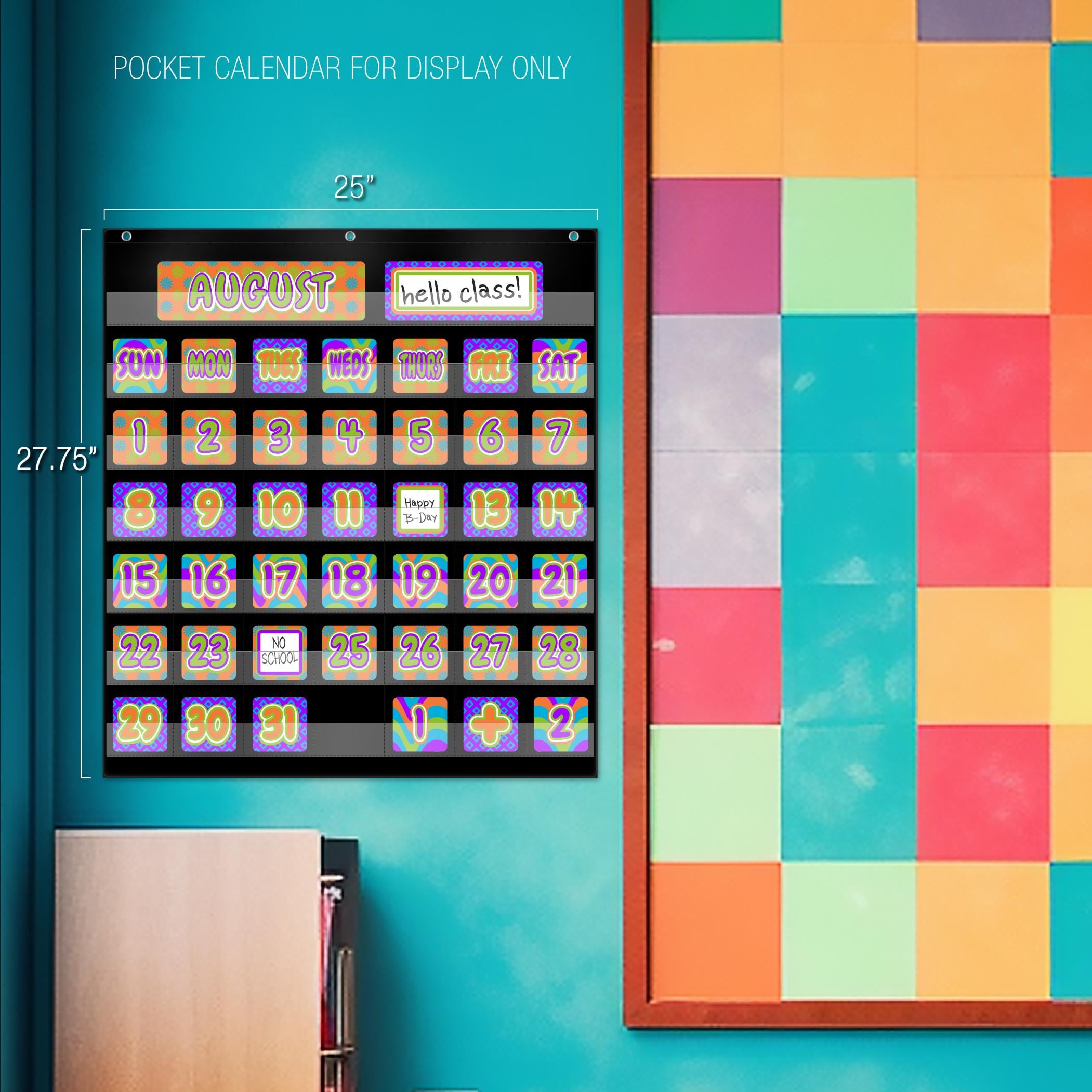 Wall Calendar - Pocket Chart for Teachers | Floral, Diamonds, Checkered ...