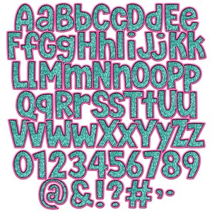 Spring Faux Embroidery PNG Alphabet Bundle, Pink Teal Alphabets With ...