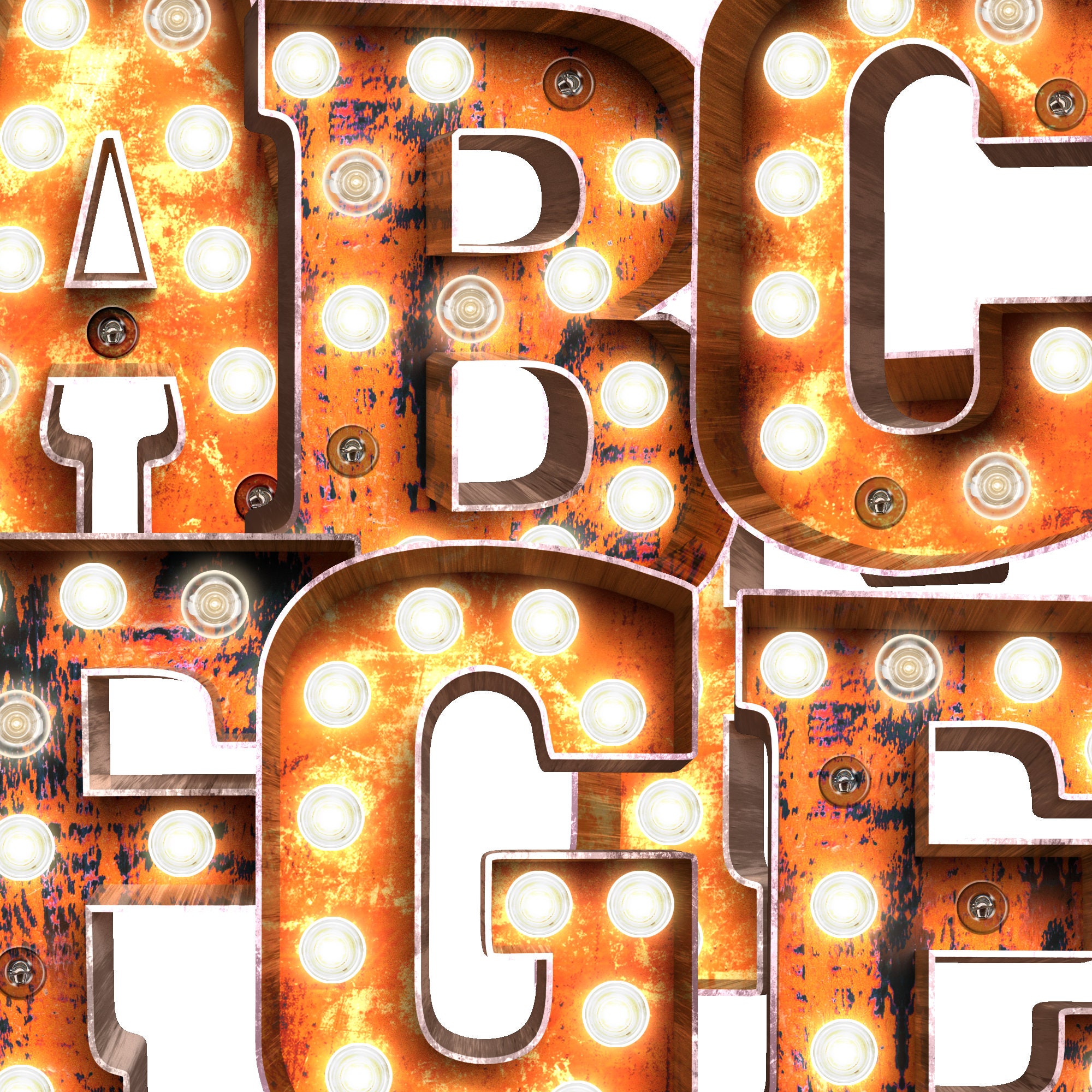 Digital Download Orange Marquee Letters & Numbers PNG - Etsy