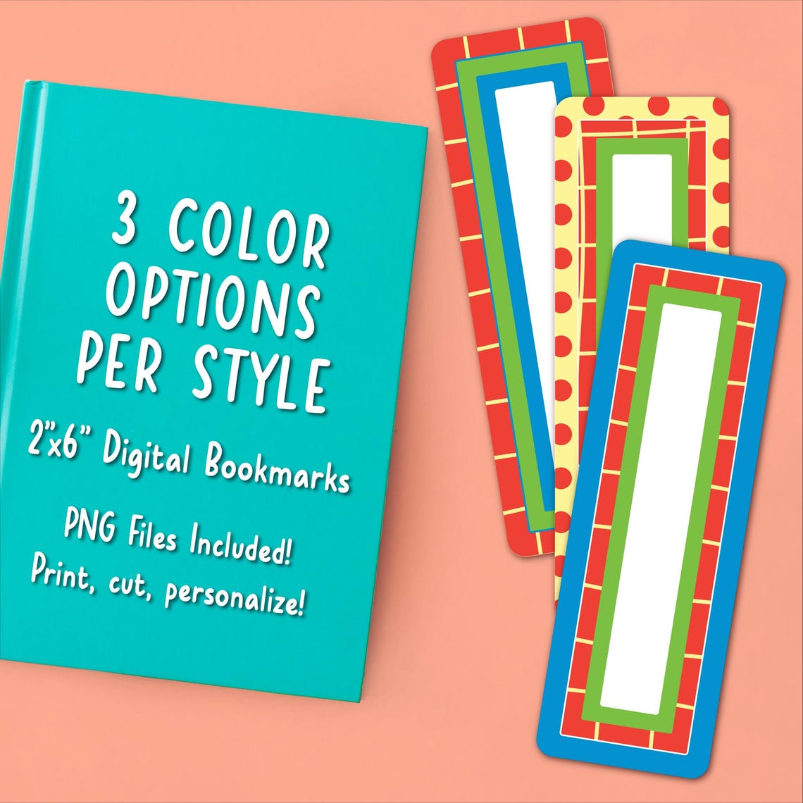 Digital Bookmarks (printable), Clipart Bundle Set of 12 | Lined & Blank ...