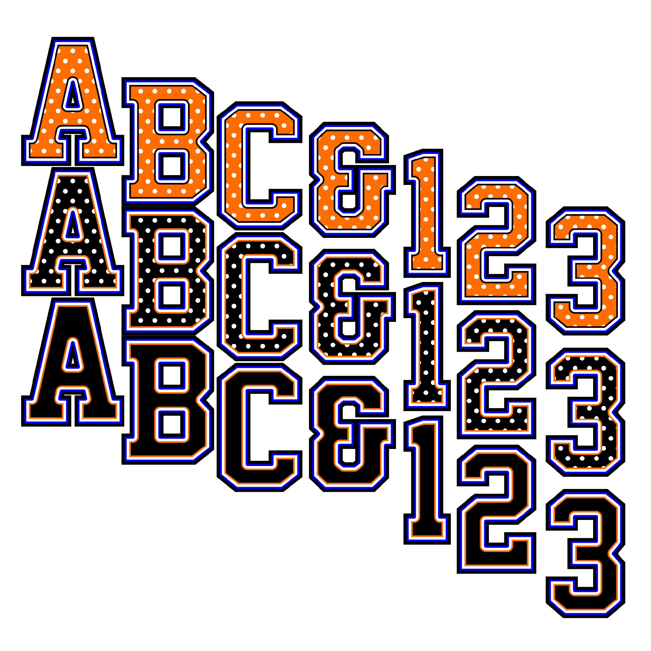 Preppy Alphabet PNG Bundle 9 Sets of Letters Numbers - Etsy