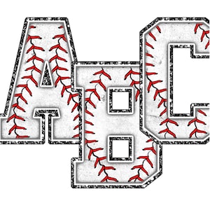 Digital Baseball Chenille Alphabet With Stitch Pattern, Sublimation PNG ...