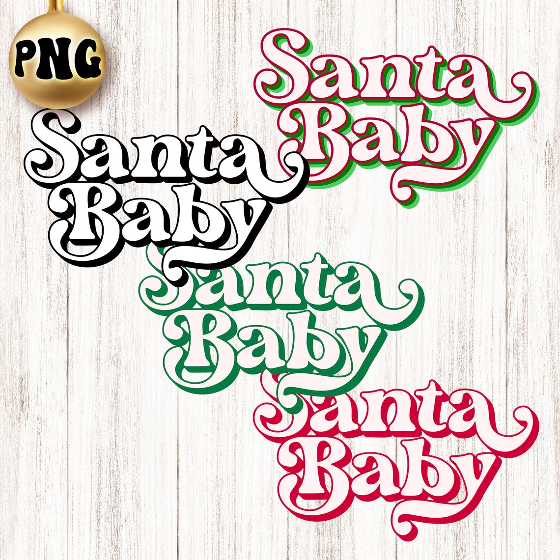 Santa Baby SVG and PNG | Design File Bundle Retro Stacked Christmas ...