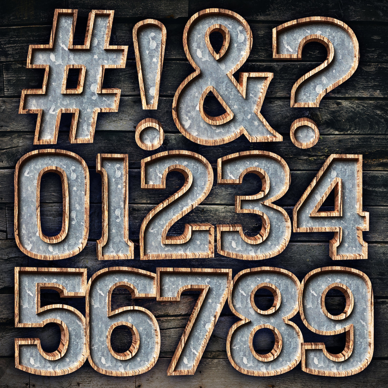 Clipart ONLY Digital Download | 3D Galvanized Metal Rustic With Wood ...