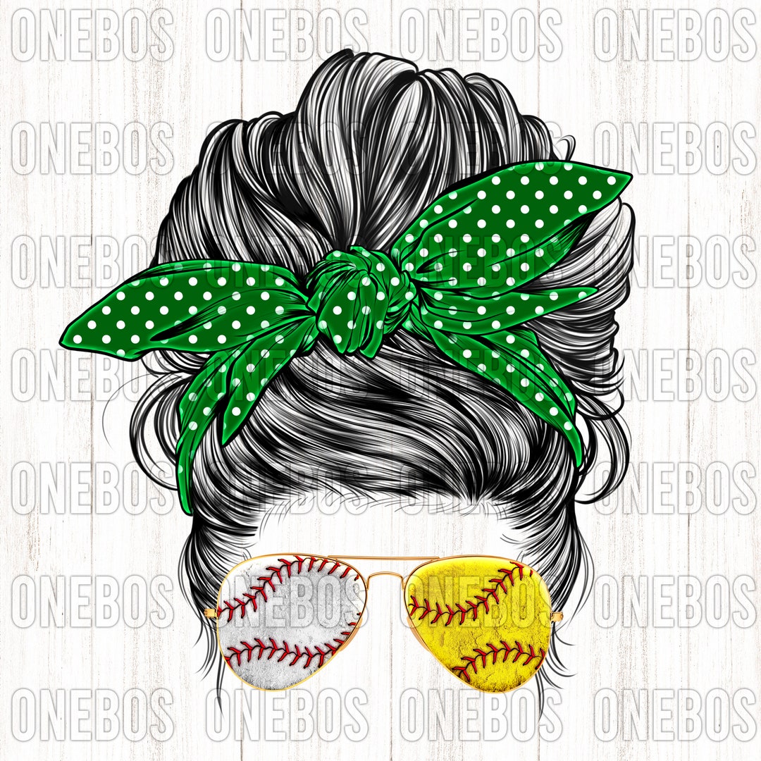 Baseball Softball Bun, Baller Mom of Both, Hunter Forest Green White ...