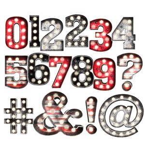 Digital Download | Red, Black, Silver Mix Marquee Letters & Numbers ...