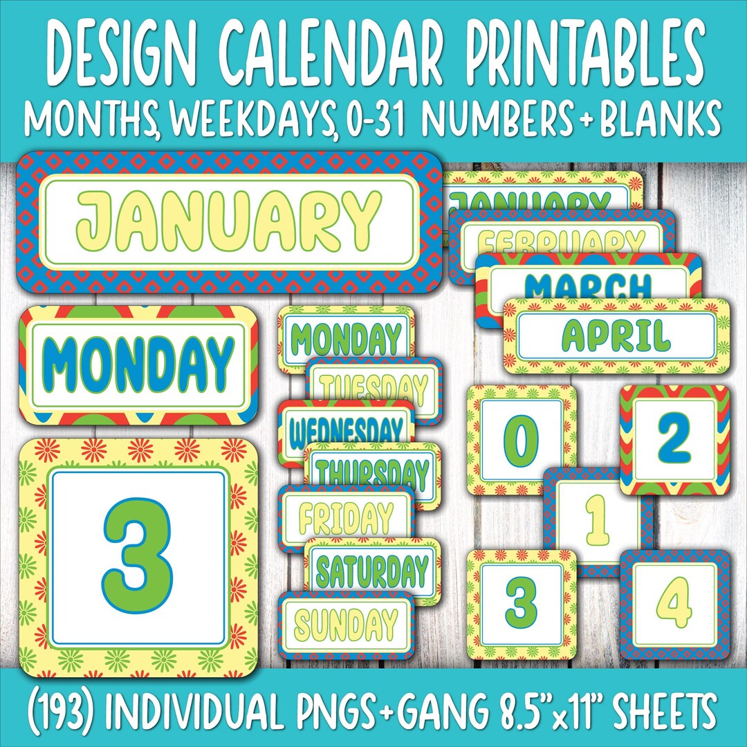 Wall Calendar - Standard - for Teachers | Flowers, Diamonds, Checkered ...