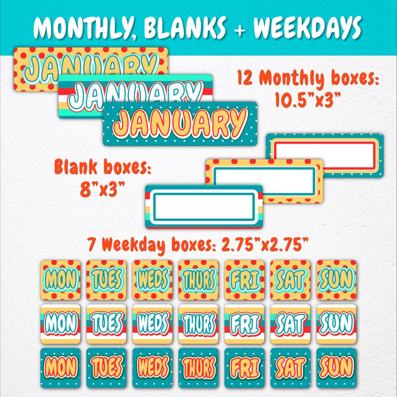 Wall Calendar - Pocket Chart for Teachers | Polkadot, Mini Dot, Stripes ...