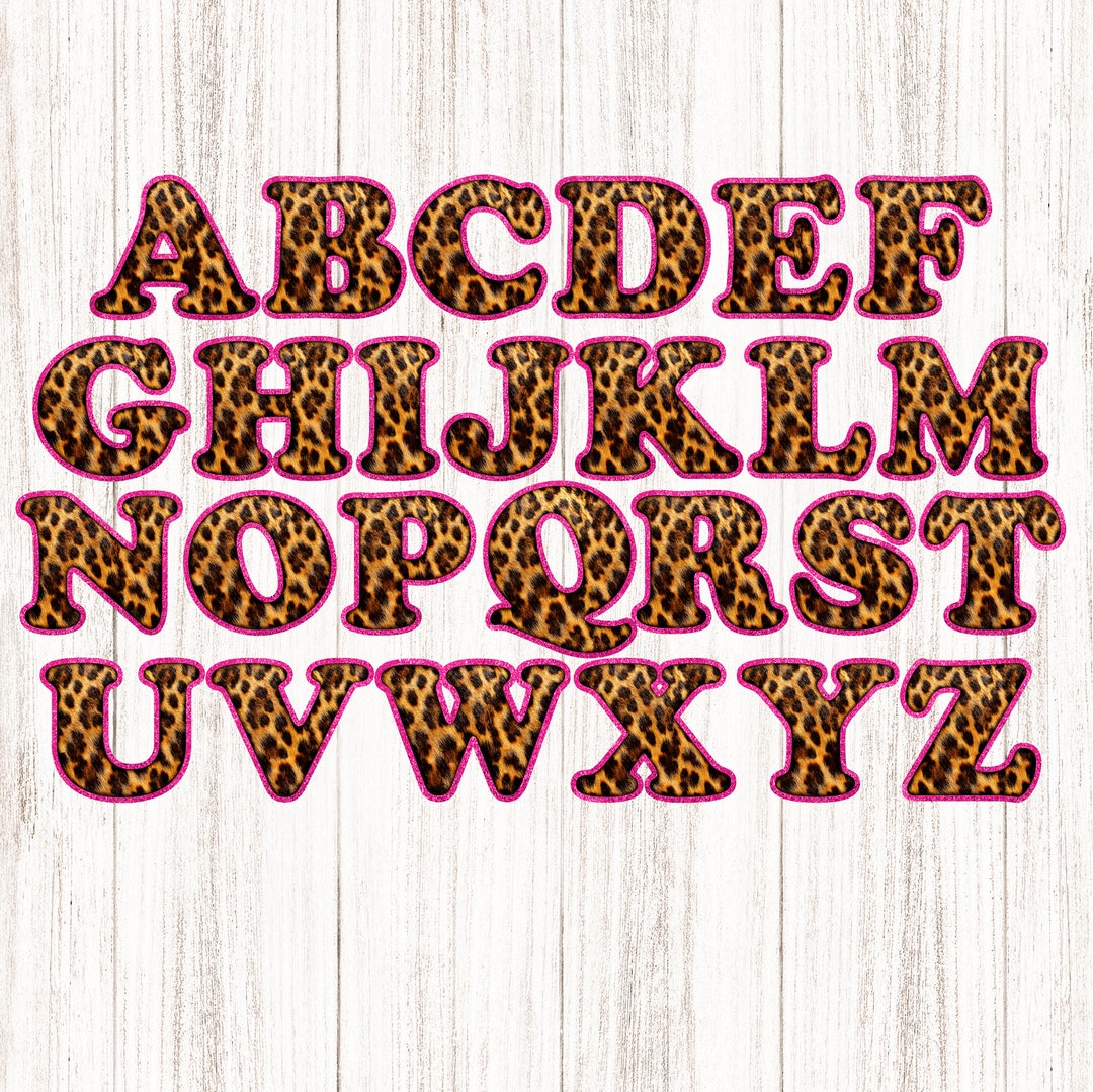 Leopard Pattern Alphabet With Pink Glitter Accent, PNG, Clipart ...