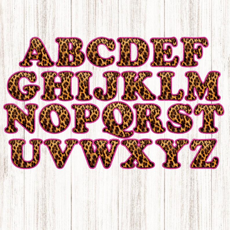 Leopard Pattern Alphabet With Pink Glitter Accent PNG - Etsy