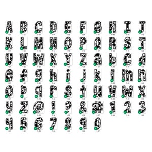 Cow Doodle Alpha PNG, VS3 Uppercase, Lowercase, Black & White Cow Print ...