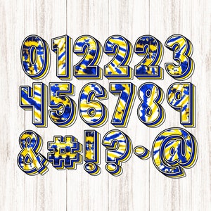 Tiedye Alphabet PNG, Blue White & Yellow Gold Shadow Letters, Uppercase ...
