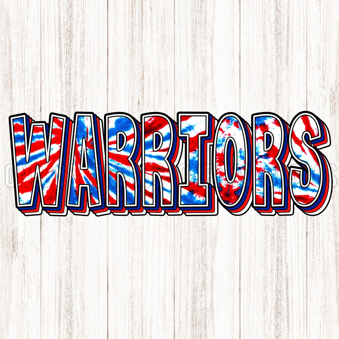 Warriors Mascot Digital Download PNG, Tie-dye Red White & Blue, School ...