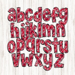 Doodle Alphabet Bundle, 16 Sets in Christmas Paper Patterns, Bonus ...